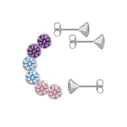 Ohrstecker-Set Firetti "Multipack Schmuck Geschenk Silber 925 Ohrstecker Glitzer" Gr. 5,5, bunt (silberfarben, pink, hellblau, lila, pink, hellblau, amethyst), Ohrringe, Mädchen, 5,5, Silber 925 (Sterlingsilber), mit Zirkonia (synth.)
