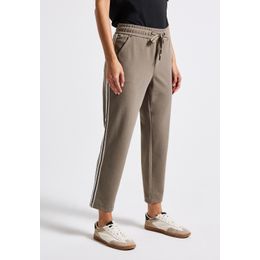 Jogger Pants Street One, Damen, Gr. 32, Länge 28, braun (bark braun), Stoff, 55% Polyester, 21% Baumwolle, 21% Lyocell, 3% Elasthan, unifarben, normal knöchelfrei, Hosen, Middle Waist