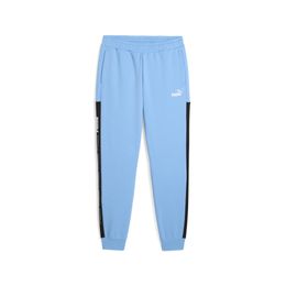 Sporthose Puma "Around The Block Jogginghose Herren", Damen, Gr. M, Normalgrößen, blau (team light blau), Obermaterial: 66% Baumwolle, 34% Polyester; Rippe: 3% Elasthan, 97% Baumwolle; Tasche – Oben: 100% Baumwolle, colorblocking, regular fit, Hosen Sporthose