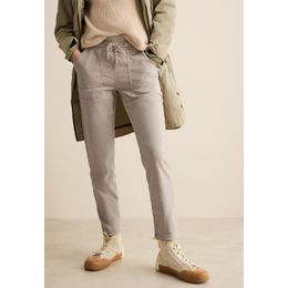 Stoffhose Cecil, Damen, Gr. XL, L&auml;nge 28, beige (light hazel beige), Web, 73% Baumwolle, 24% Polyester, 3% Elasthan, unifarben, comfort fit kn&ouml;chellang, Hosen Stoffhose, Middle Waist