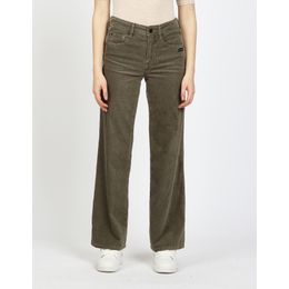 Cordhose Gang "94AMELIE WIDE", Damen, Gr. 26, N-Gr, grün thyme, Obermaterial: 47% Lyocell, 41% Baumwolle, 11% Polyester, 1% Elasthan, weit lang, Hosen, im lässigen Wide Fit