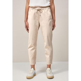 Jogger Pants Cecil, Damen, Gr. L, Länge 26, beige (boulder beige), Web, 97% Baumwolle, 3% Elasthan, unifarben, comfort fit 7/8-Länge, Hosen, Middle Waist