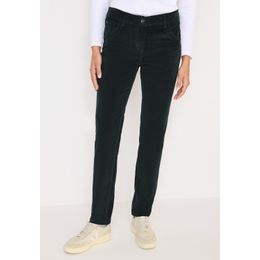 Cordhose Cecil, Damen, Gr. 34, L&auml;nge 30, schwarz emerald gr&uuml;n, Cord, 98% Baumwolle, 2% Elasthan, unifarben, slim fit lang, Hosen Cordhose, Middle Waist