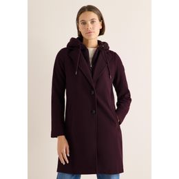 Fellimitatmantel Cecil, Damen, Gr. XL (44), schwarz plum, Stoff, Obermaterial: 100% Polyester; Futter: 100% Polyester; Inlay: 100% Polyester, unifarben, normal ca. Mitte Oberschenkel, V-Ausschnitt, abgesteppt, Mäntel, mit Taschen-Detail