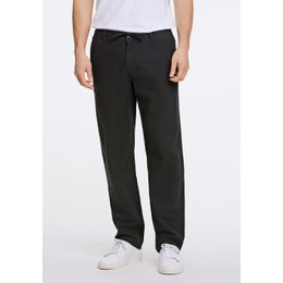 Leinenhose LINDBERGH "LINDBERGH Leinenhose", Herren, Gr. L, schwarz, Obermaterial: 55% Leinen, 45% Baumwolle, relaxed fit, Hosen