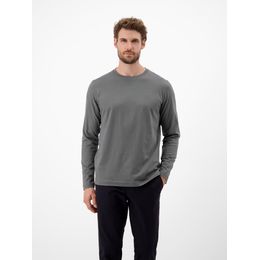 Longsweatshirt Lerros "Lerros Basic-Longsleeve", Herren, Gr. L, basalt grau, 100% Baumwolle, Sweatshirts