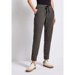 Jogger Pants Street One, Damen, Gr. 38, Länge 30, braun (deep roast braun), Jersey, 76% Polyester, 24% Viskose, unifarben, loose fit lang, Hosen, Middle Waist, Topseller