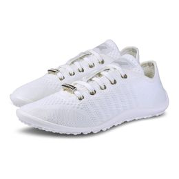 Barfußschuh Leguano "GO", Damen, Gr. 36, weiß, Textil, Schuhe Barfußschuh Schnürschuh, mit praktischer Schnürung, Freizeitschuh, Halbschuh, Schnürschuh