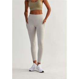 Trainingstights BESHAPED "Lift Me Up", Damen, Gr. S, US-Größen, grau (hellgrau), 90% Nylon, 10% Elasthan, unifarben, lang, Hosen, mit atmungsaktiver Eigenschaft