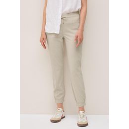 Jogger Pants Cecil, Damen, Gr. L, L&auml;nge 28, beige (boulder beige), Stoff, 54% Polyester, 43% Viskose, 3% Elasthan, unifarben, loose fit kn&ouml;chelfrei, Hosen, Middle Waist