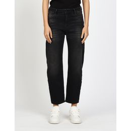 5-Pocket-Jeans Gang "94IDA", Damen, Gr. 28, N-Gr, worn schwarz, Denim/Jeans, Obermaterial: 90% Baumwolle, 6% Polyester, 4% Elasthan, Ballonform knöchelfrei, Jeans, cropped