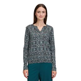 BETTY & CO Kurzarmshirt BETTY & CO "Damen Casual-Shirt mit verdeckter Verschlussleiste", Damen, Gr. L, schwarz (mint, schwarz), Obermaterial: 50% Baumwolle, 50% Modal., loose fit normal, Rundhals, Shirts