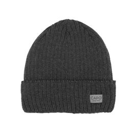 Strickmütze CAPO, Damen, Gr. L/XL, grau (anthrazit), Rippstrick, Wolle, Mützen, mit Merinowolle, atmungsaktiver Tragekomfort, gefüttert