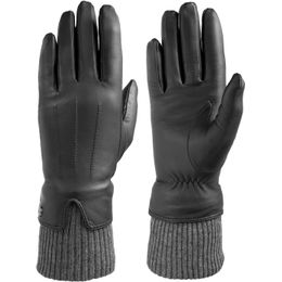 Lederhandschuhe Pearlwood, Damen, Gr. 7.5, schwarz, Ziegenleder, Handschuhe, Touchscreen proofed - mit 10 Fingern bedienbar