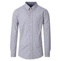 Langarmhemd Casamoda "Casamoda Freizeithemd Print", Herren, Gr. 4XL, Normalgrößen, blau, 100% Baumwolle, bedruckt, lässig geschnitten, Hemden