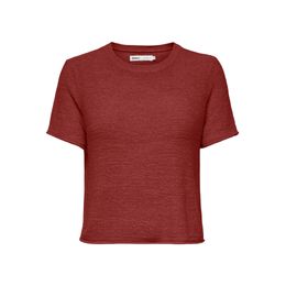 Kurzarmpullover Only "ONLSUNNY S/S PULLOVER NOOS KNT", Damen, Gr. M, rot (spiced apple), Strick, Obermaterial: 55% Polyacryl, 45% Nylon, unifarben, regular fit normal, Rundhals, Rippstrickb&uuml;ndchen, Pullover, mit Strukturmuster
