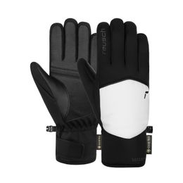 Skihandschuhe Reusch "Amira GORE-TEX", Damen, Gr. 6,5, schwarz-weiß (schwarz, weiß), 55% Polyester, 28% Polyamid, 10% Ziegenleder, 7% Elasthan, mehrfarbig, Handschuhe, mit wasserdichter und atmungsaktiver Membran