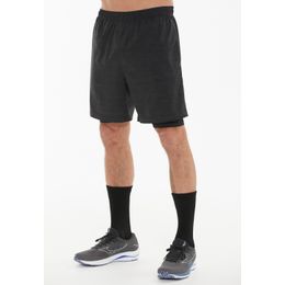 Shorts Endurance "VANCLAUSE", Herren, Gr. S, US-Größen, schwarz (schwarz, meliert), 86% Polyester, 14% Elasthan, meliert, kurz, Hosen Shorts, mit haltgebender Innenshorts