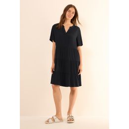 Sommerkleid Cecil, Damen, Gr. S38, US-Größen, schwarz, Stoff, 70% Viskose, 30% Polyester, Strukturmuster, normal knieumspielend, Rundhals, abgesteppt, Kleider, in Unifarbe