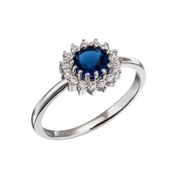 Fingerring Firetti "Schmuck Geschenk Silber 925 Silberring Ring blau royal glitzernd" Gr. 58, blau (silberfarben, saphirblau, kristallweiß), Fingerringe, Damen, 58, Silber 925 (Sterlingsilber), 1,7mm, mit Glasstein, Zirkonia (synth.)