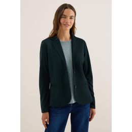 Kurzblazer Cecil, Damen, Gr. L42, grün (ink grün), Stoff, 74% Viskose, 24% Polyester, 2% Elasthan, unifarben, Casual, normal normal, V-Ausschnitt, abgesteppt, Blazer, mit Reverskragen