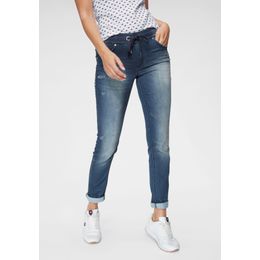 Jogg Pants Kangaroos, Damen, Gr. 34, N-Gr, blau (blau used), Denim/Jeans, Obermaterial: 59% Baumwolle, 40% Polyester, 1% Elasthan, Destroyed-Effekte, bequem lang, Jeans Jogg Jeans Treggings, entspannte Passform, weite Beinform, Topseller