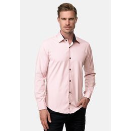 Langarmhemd Rusty Neal "Langarm", Herren, Gr. 5XL, EURO-Gr&ouml;&szlig;en, rosa (rosa, blau), 60% Baumwolle, 37% Polyester, 3% Elasthan, unifarben, Hemden, im Slim-Fit geschnitten