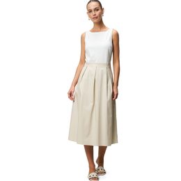 Midikleid Zero "Damen Sommerkleid Midikleid 2-in1-Optik ausgestellt", Damen, Gr. 36, Normalgrößen, patch beige cream, Web, Obermaterial: 98% Baumwolle, 2% Elastan. Ärmelfutter: ohne Futter., unifarben, festlich, figurbetont lang, U-Boot-Ausschnitt, Kleider, Falten