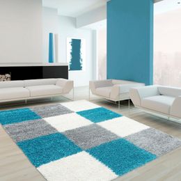 Hochflor-Teppich Ayyildiz Teppiche "Life Shaggy 1501" Gr. 3, blau (t&uuml;rkis), B:120cm H:30mm L:170cm, Kunstfaser, Teppiche, Wohnzimmer