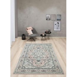 Teppich my home "Oriental, Made in Belgium" Gr. 1, rosa, B:60cm H:7mm L:110cm, Kunstfaser, Teppiche, Orient-Optik, mit Bordüre, Teppich, Kurzflor, Weich, Kundenliebling