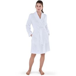 Möve Damenbademantel MÖVE "ideal für Sauna & Spa, Hotelbademantel, Morgenmantel" Gr. 36, weiß (snow), L:100cm, Obermaterial: 100% Baumwolle, Hausmäntel