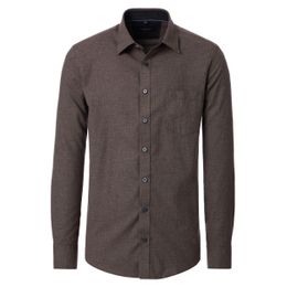 Langarmhemd Casamoda "Casamoda Freizeithemd uni", Herren, Gr. 4XL, Normalgrößen, braun, 100% Baumwolle, unifarben, lässig geschnitten, Hemden