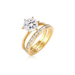 Solit&auml;rring Elli "Eternity Set 925 Silber, mit Kristallen von Swarovski" Gr. 50, gold, Fingerringe, Damen, 50mm,mit Steinen, Silber 925 (Sterlingsilber)