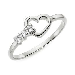 Fingerring "Schmuck, Geschenk, Silbering mit Herzchen" Gr. 54, silberfarben, kristallweiß, ANISTON JEWELRY & WATCHES, Fingerringe, Damen, 54, Silber 925 (Sterlingsilber), 1,6mm, mit Zirkonia (synth.)