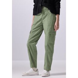 Stoffhose STREET ONE STUDIO, Damen, Gr. 34, Länge 30, grün (slate grün), Web, 98% Baumwolle, 2% Elasthan, unifarben, gerade, unten schmal normal, Hosen, aus Baumwolle mit Stretchanteil