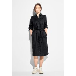 Blusenkleid Cecil, Damen, Gr. S (38), US-Gr&ouml;&szlig;en, schwarz, Stoff, 100% Leinen, unifarben, gerade kniebedeckend, V-Ausschnitt, B&uuml;ndchen, Kleider Blusenkleid, in Unifarbe