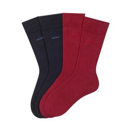 BOSS Herren Businesssocken "2P RS Uni CC", Gr. 39medium rot 613, Baumwollmischung, Socken, mit Markenlogo