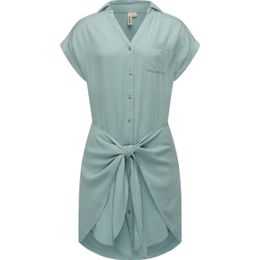 Blusenkleid Ragwear "Bahaya", Damen, Gr. L (40), Normalgrößen, blau (aquablau), 100% Viskose, figurumspielend ca. Mitte Oberschenkel, V-Ausschnitt, weit Umschlagbund, Kleider, stylisches Damen Sommerkleid mit Bindeband