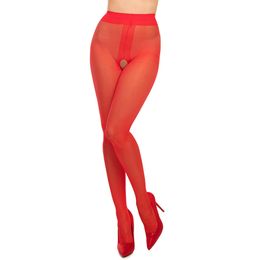 Ouvert Strumpfhose GLAMORY "Ouvert", Damen, Gr. 44 (46), rot, Obermaterial: 82% Polyamid, 18% Elasthan, unifarben, elastisch, Strumpfhosen Ouvert Strumpfhose, transparent & glänzend, bis Gr. 60-62