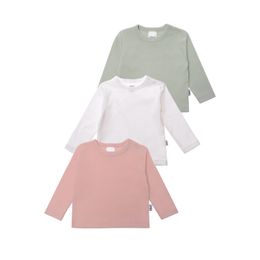 Langarmshirt Liliput "weiß, schilf und rosé", Mädchen, Gr. 86/92, bunt (mehrfarbig), 100% Baumwolle, unifarben, normal, Rundhals, Shirts Langarmshirt, mit Druckknöpfen auf der Schulter