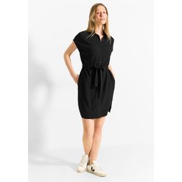 Blusenkleid Cecil, Damen, Gr. XXL (46), US-Gr&ouml;&szlig;en, schwarz, Stoff, 56% Viskose, 43% Polyester, 1% Elasthan, unifarben, gerade kurz, V-Ausschnitt, B&uuml;ndchen, Kleider Blusenkleid, mit Knopfleiste