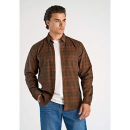 Langarmhemd LINDBERGH "LINDBERGH Cordhemd", Herren, Gr. L, Normalgrößen, braun (braun copper), Obermaterial: 50% Baumwolle, 50% Modal, Hemden