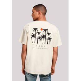 T-Shirt F4NT4STIC "Oversize Escape Discover the World Palm Trees", Herren, Gr. L, beige (sand), Obermaterial: 100% Baumwolle, oversize, Rundhals, ohne Bündchen, Shirts, Discover the World