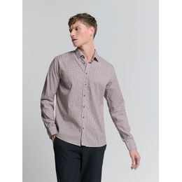 Langarmhemd NO EXCESS "NO EXCESS Stretchhemd mit Print Shirt Stretch Allover Printed", Herren, Gr. XL, Normalgr&ouml;&szlig;en, lila (mauve), 97% Baumwolle, 3% Elasthan, regular fit, Hemden