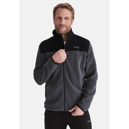 Sweatjacke Stooker Men "JOEL Fine Fleecejacke", Herren, Gr. L, grau color block, Fleece, 100% Polyester, regular fit, Sweatjacken, Sherpa fleece Straight Fit Casual Sherpa für Herren
