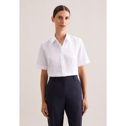 Hemdbluse Seidensticker, Damen, Gr. XS(34), weiß, 100% Baumwolle, unifarben, regular fit, ohne Ausschnitt, ohne Bündchen, Blusen, 1/2 Kragen Uni