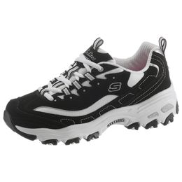 Sneaker Skechers "D&acute;Lites - Biggest Fan", Damen, Gr. 35, schwarz-wei&szlig; (schwarz, wei&szlig;), Leder, Synthetik, Textil, Schuhe Sneaker, Freizeitschuh, Halbschuh, Schn&uuml;rschuh im trendigen Chunky-Style