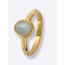 Fingerring Lady Gr. 16, silber (silber vergoldet 925), Fingerringe, Damen, 16, Glas Silber 925 (Sterlingsilber), Glas, Silber 925 (Sterlingsilber), Fingerring