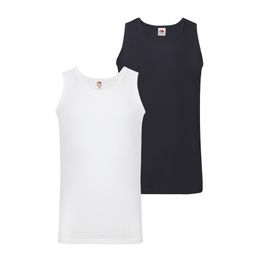 Tanktop Fruit of the Loom, Herren, Gr. L, weiß, deep navy, Single Jersey, Obermaterial: 100% Baumwolle, unifarben, schmal hüftbedeckend, Rundhals, Tops, aus reiner Baumwolle