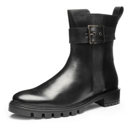 Ara Damen Stiefelette "TULSA", Gr. 5schwarz, Glattleder, unifarben, Schuhe, Biker Boots, Stiefel mit Blockabsatz in G-Weite